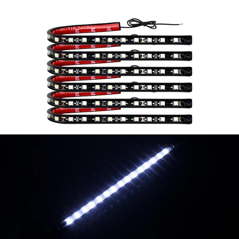 Набор 6 гибких LED лент для авто, белый свет, 12В
