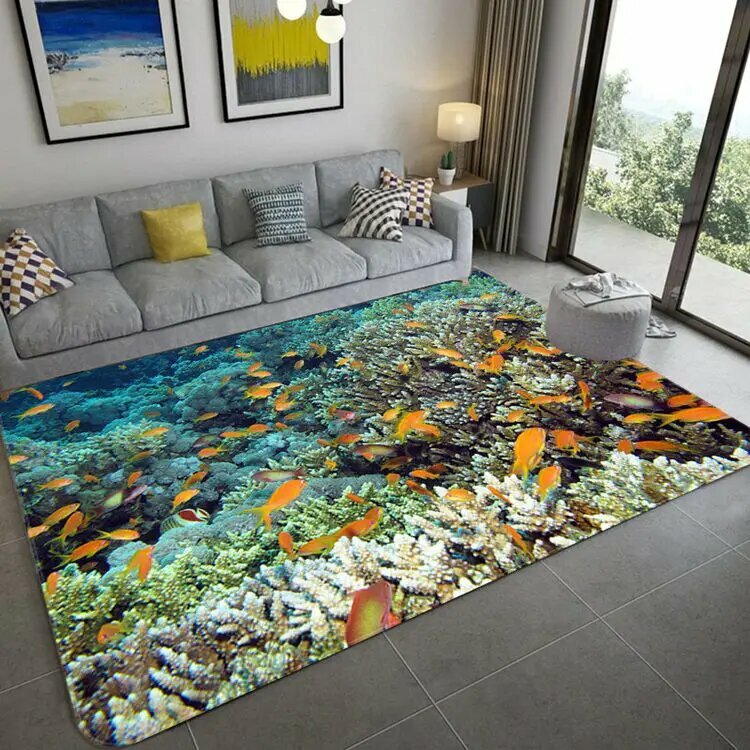 WESSD 3D ковер для морской рыбы синий Бирюзовый, 90x150cm, 10