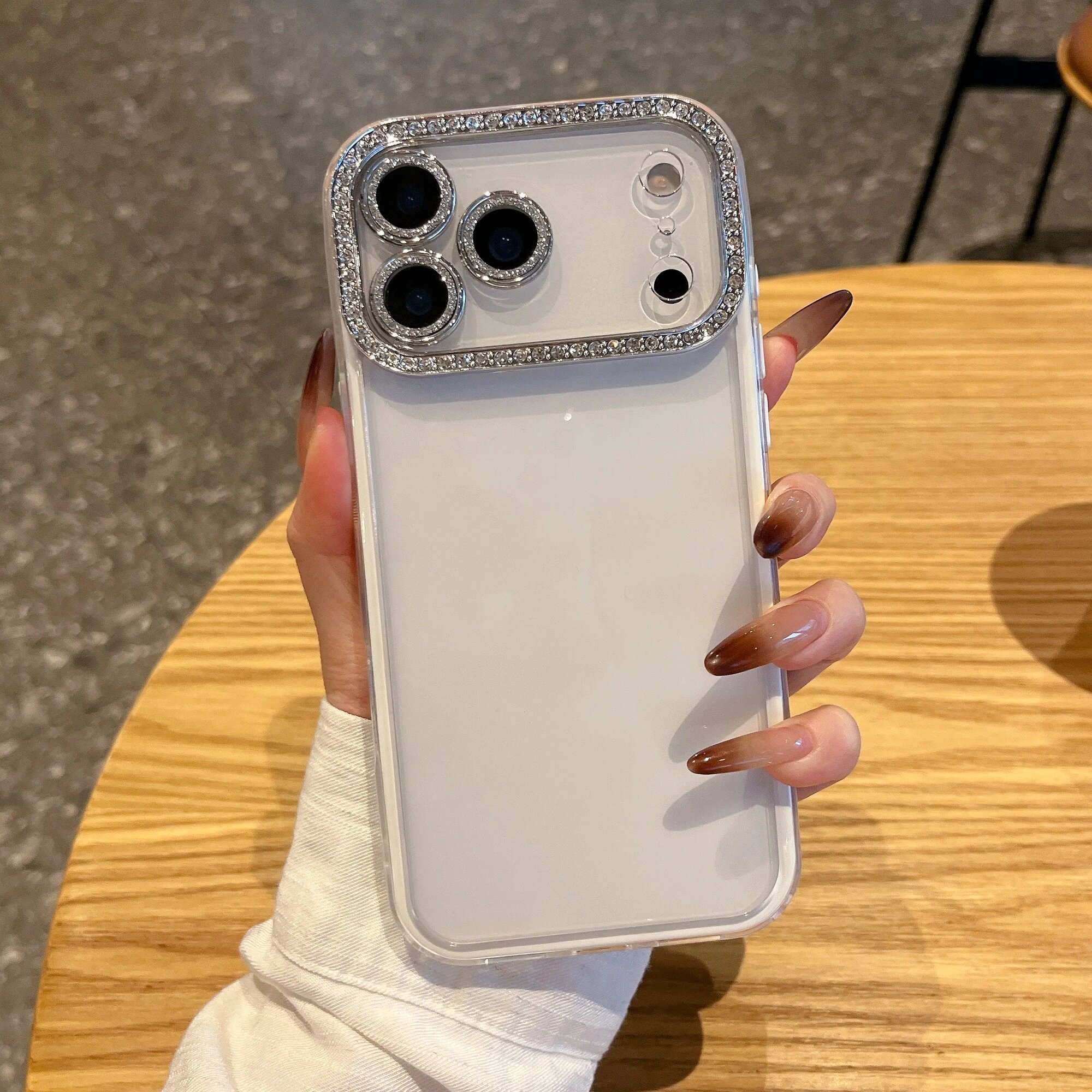 Чехол-бампер со стразами для камеры Candy Edge для iPhone 17, Air 16, 15, 14, 13 Pro Max, прозрачный противоударный защитный блестящий чехол