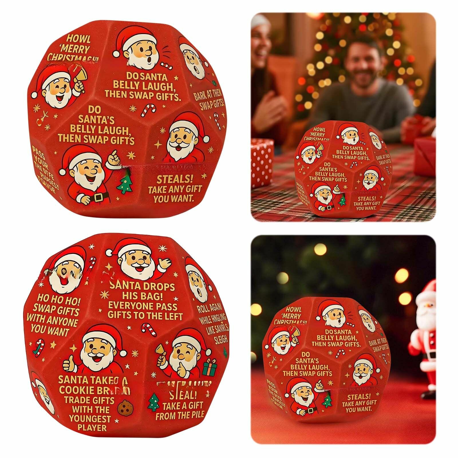 Игра с кубиком на праздник Обмен подарками, 12 граней, красная, 2 штуки