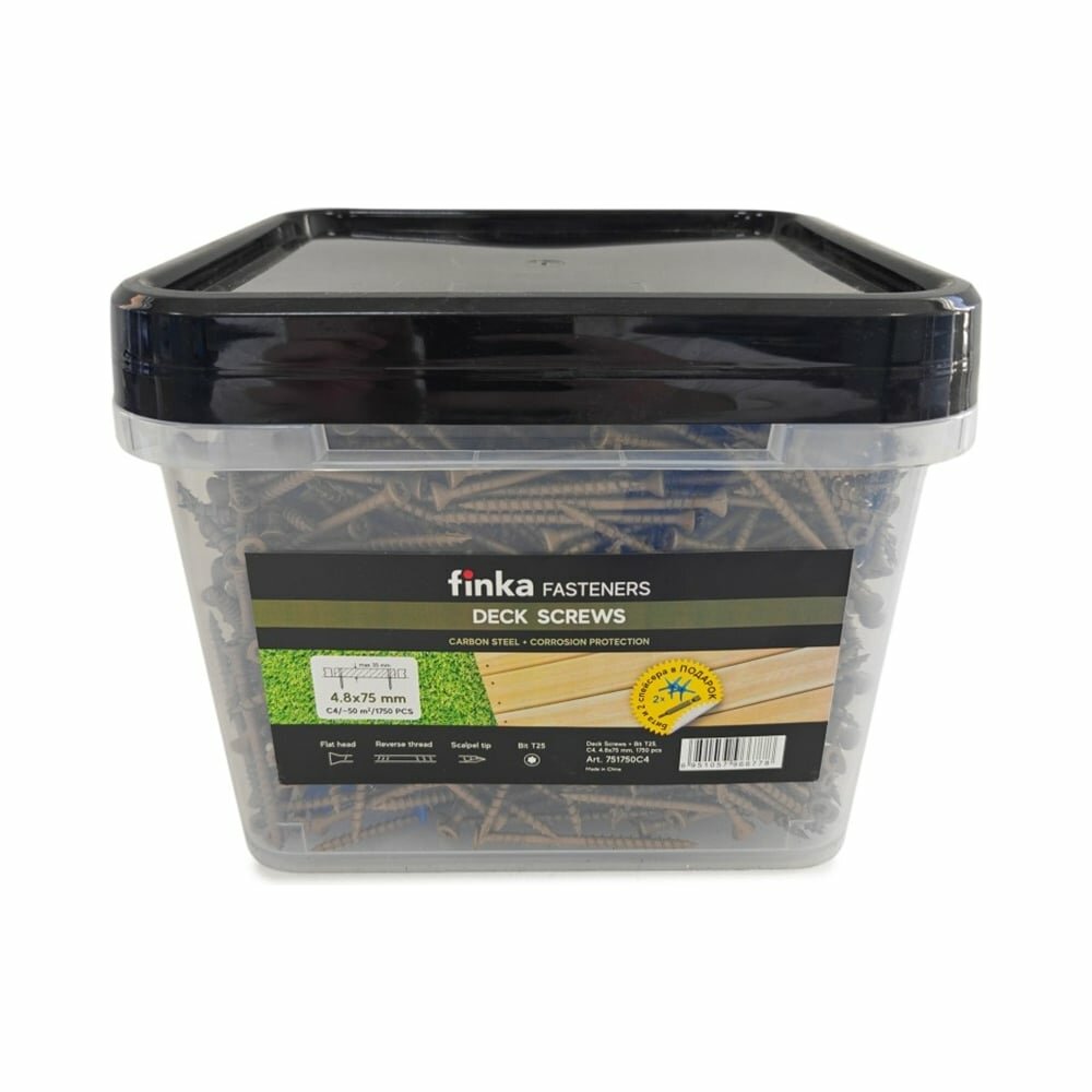Саморезы для монтажа террас и фасадов Finka Deck Wood Screws 75x4,8 мм, C4, T25 1750 шт.