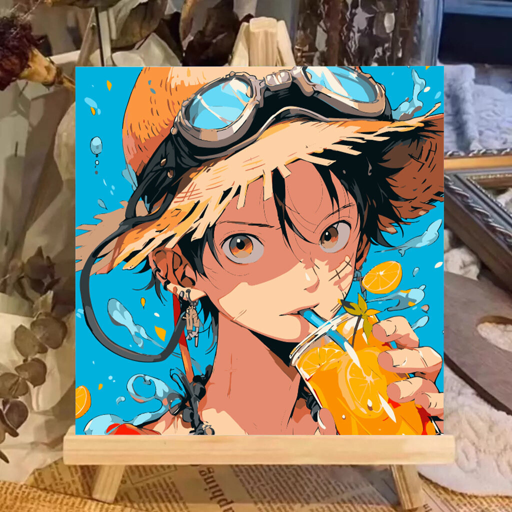 Цифровая картина маслом по мотивам аниме One Piece, раскраска своими руками, Луффи и Зоро, декоративная картина маслом.