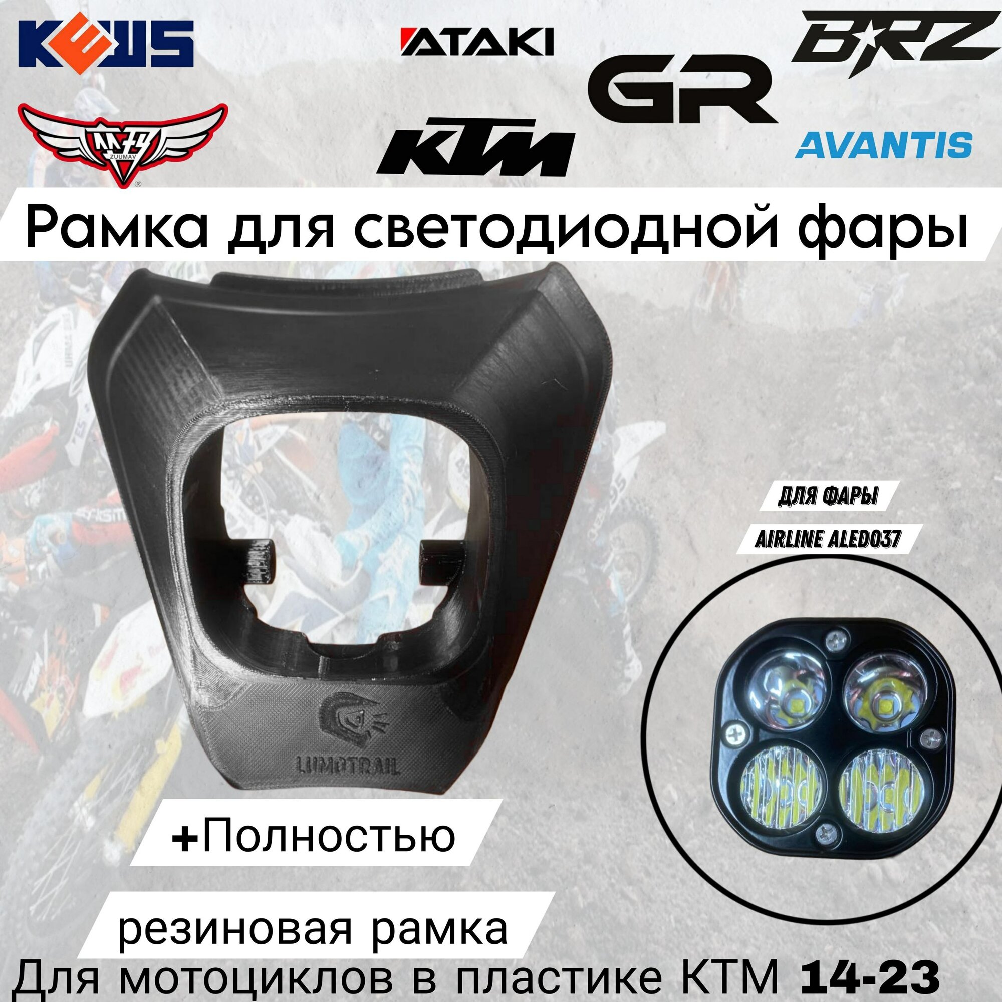 Рамка для светодиодной фары для мотоциклов в пластике КТМ 14-23