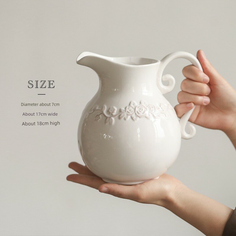 Ваза в стиле барокко, европейская керамическая ваза с рельефным декором в дворцовом стиле, кувшин для кофе и молока,