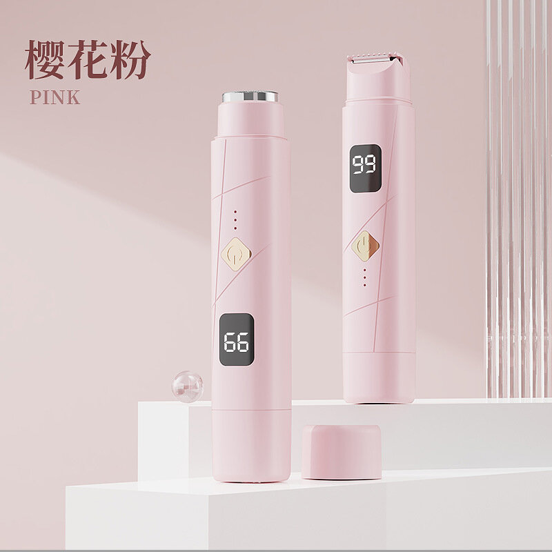 Женская электрическая бритва с двумя головками, устройство для удаления волос по всему телу, многофункциональное для ног, интимной зоны и инструмент для стрижки пубиса