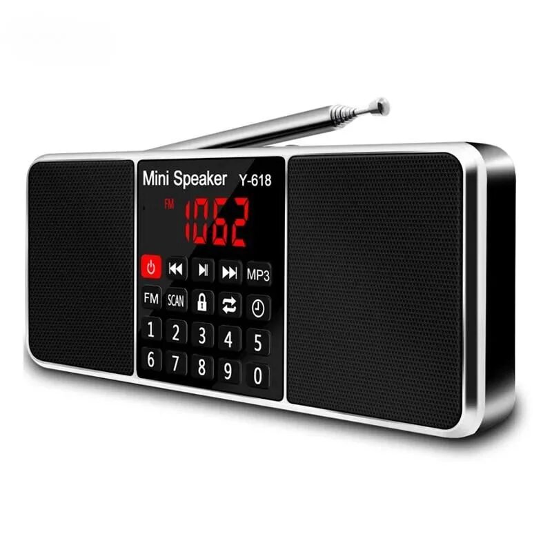 Настольные часы 1 шт, мини-динамик Y-618, FM-радио, MP3-плеер, цифровой будильник, настольные часы