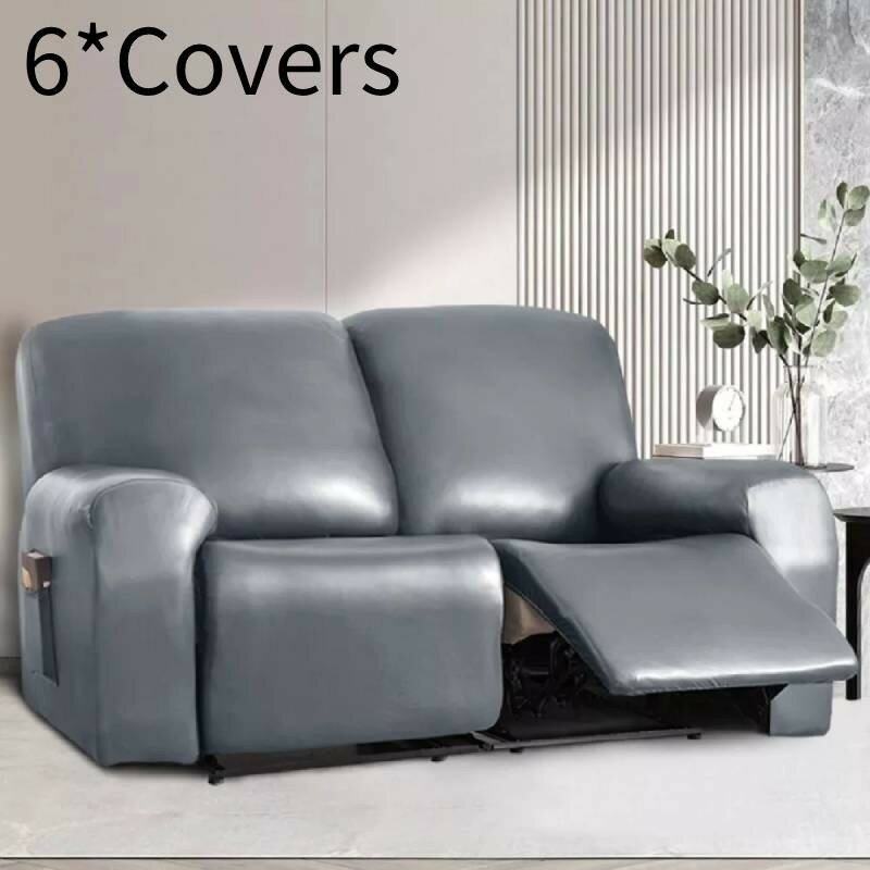 Чехол на диван из искусственной кожи pu роскошный водонепроницаемый полный защита комплект для кресла-оттомана серый двухместный