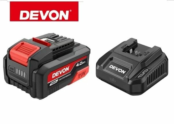 Новая батарея DEVON 5168 новых аккумулятора емкостью 4,0 Ач + 1 быстрая зарядка мощностью 75 Вт