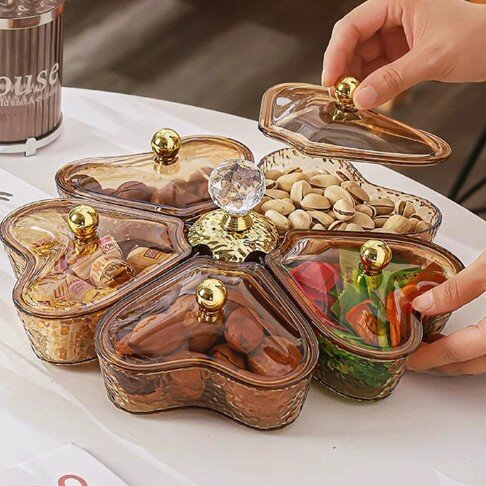 Вращающаяся тарелка для сухофруктов для домашнего использования, тарелка для закусок на кофейном столике в гостиной, новый роскошный стиль, высококачественная тарелка для хранения фруктов