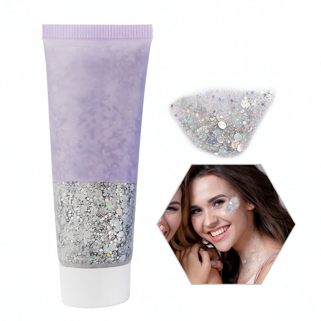 Гель с глиттером Chunky Glitter Gel для тела лица волос ногтей мейк-апаевых пастик жидкий тенидля глаз длительного действия сияющего 50 мл (#05 Silver)