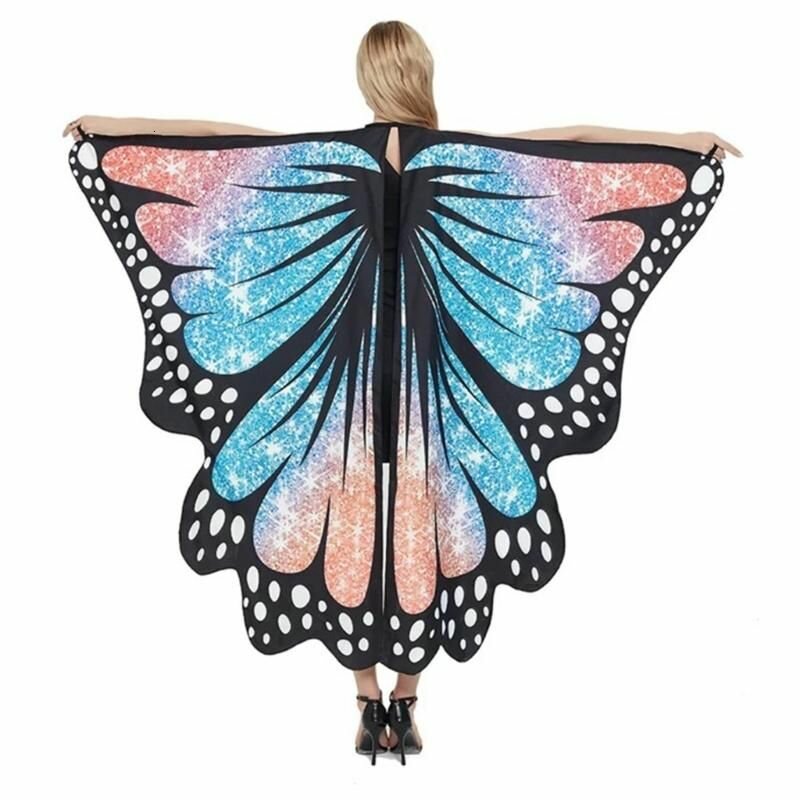 Детские карнавальные костюмы с крыльями бабочки, красный синий оранжевый град - M