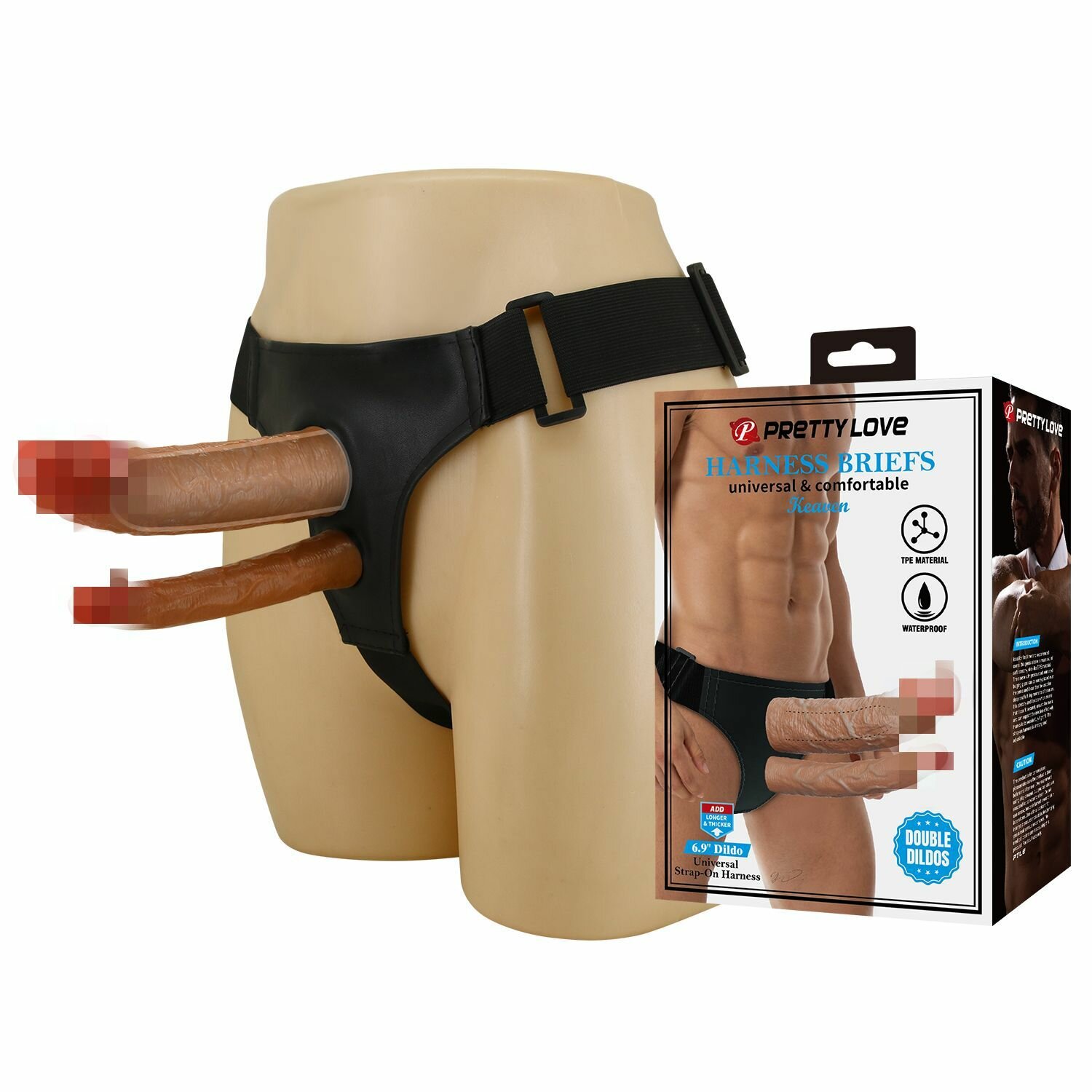 Фаллопротез для двойного проникновения - 17,5 см, Baile, телесный с черным