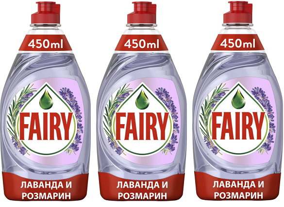 Средство для посуды Fairy Pure & Clean Лаванда и розмарин 450мл*3шт