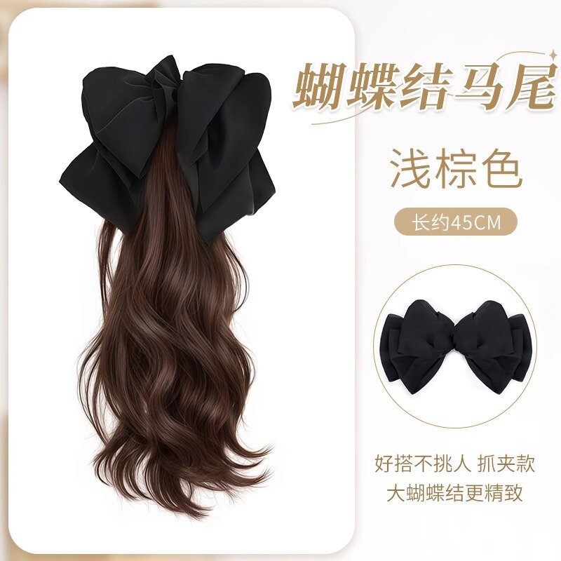 Парик с хвостом для женщин, реалистичный парик из натуральных волос с зажимом, кудрявый парик интернет-знаменитости, натуральный пушистый длинный парик, коса