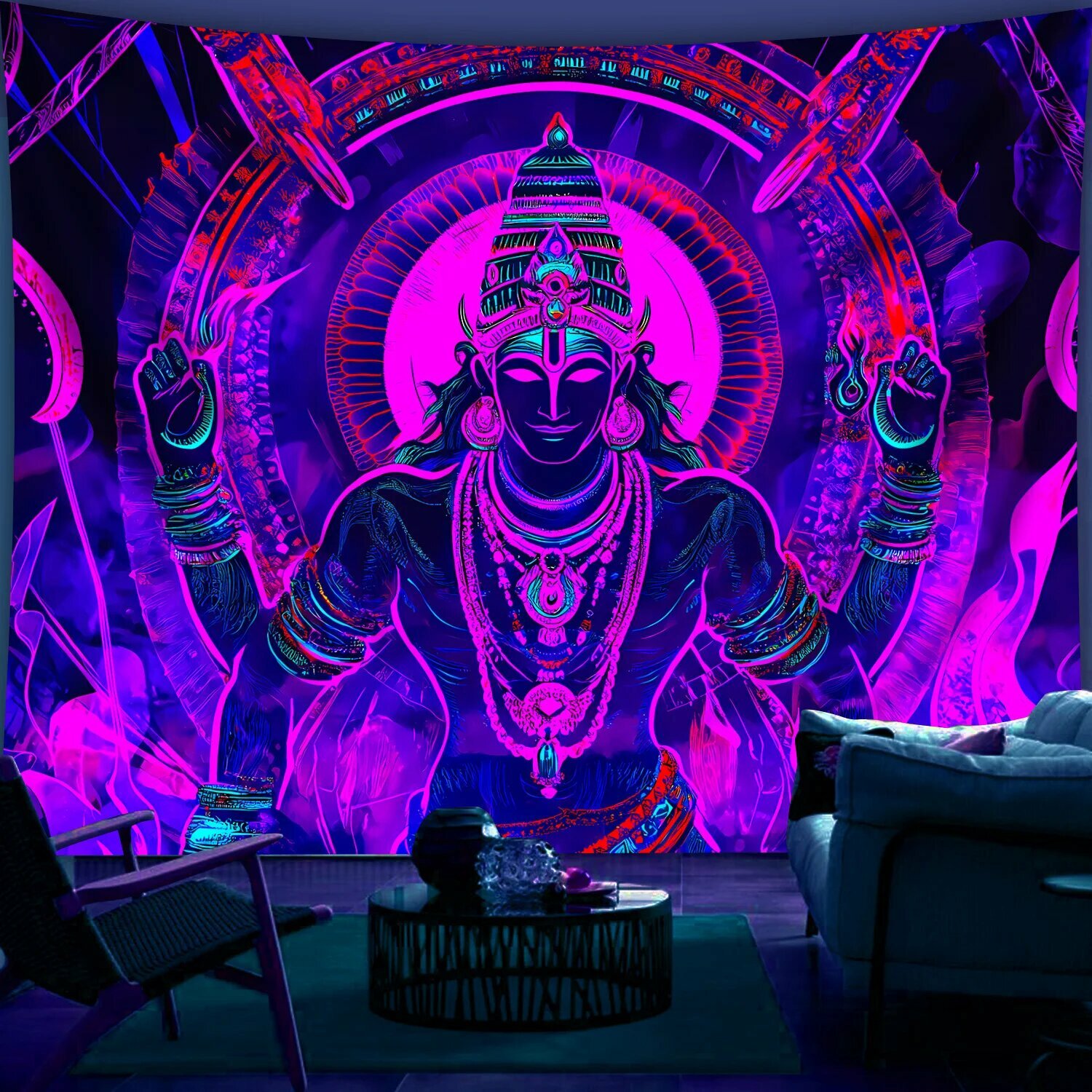 Шива Бог гобелен из полиэстера 350x180CM