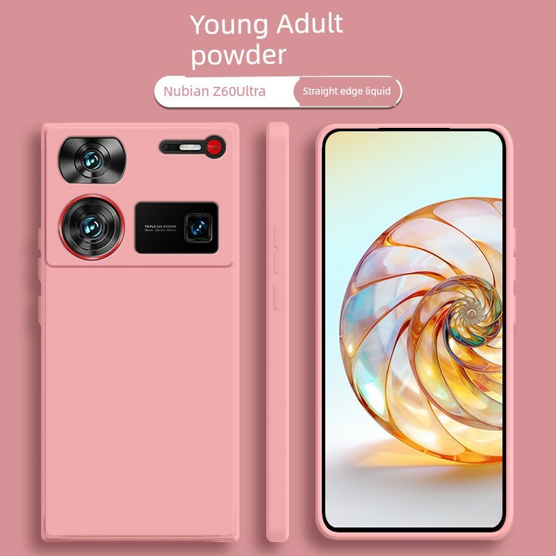 Чехол для Nubia Z60 Ultra из жидкого силикона с прямыми краями и полным стеклом, девичий розовый цвет