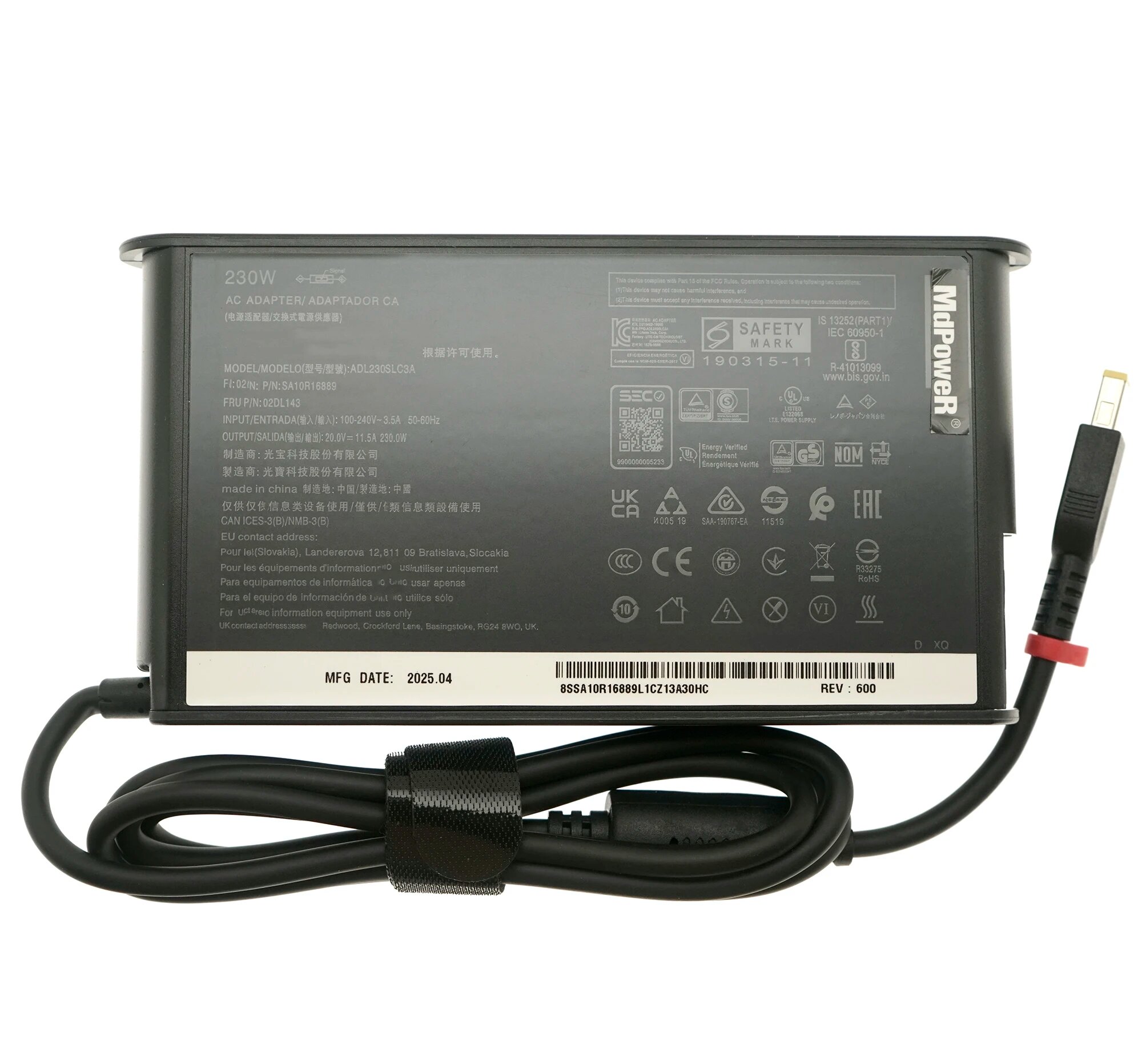 Оригинальный адаптер MDPOWER для ноутбука Lenovo Legion 230 Вт 20В 11,5А ЕС