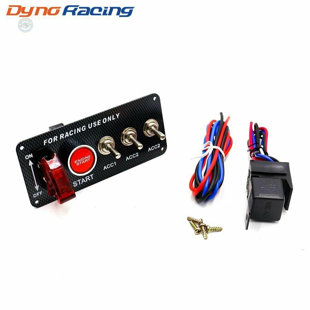 Панель переключателя зажигания 12 В с кнопками запуска и остановки двигателя, светодиодной подсветкой и карбоновым покрытием для грузовиков и гоночных авто