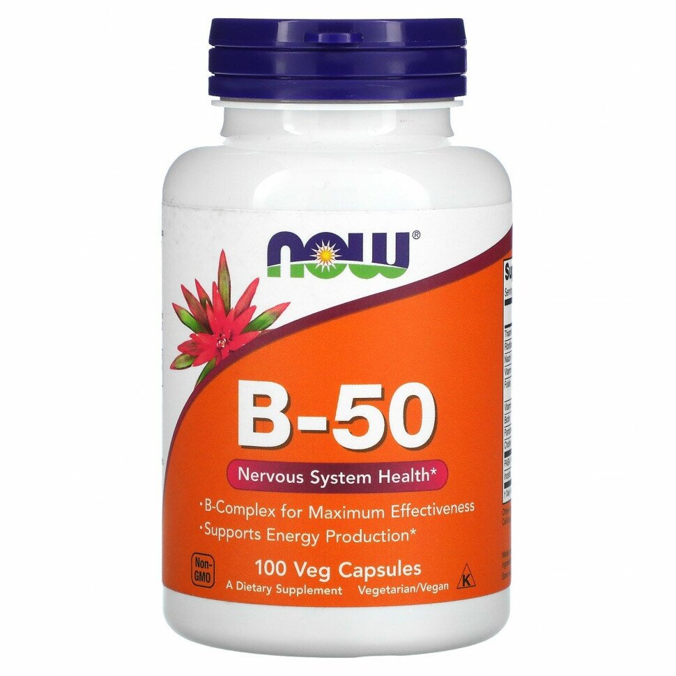 NOW Foods B-50, Комплекс Витаминов группы Б - 100 растительных капсул