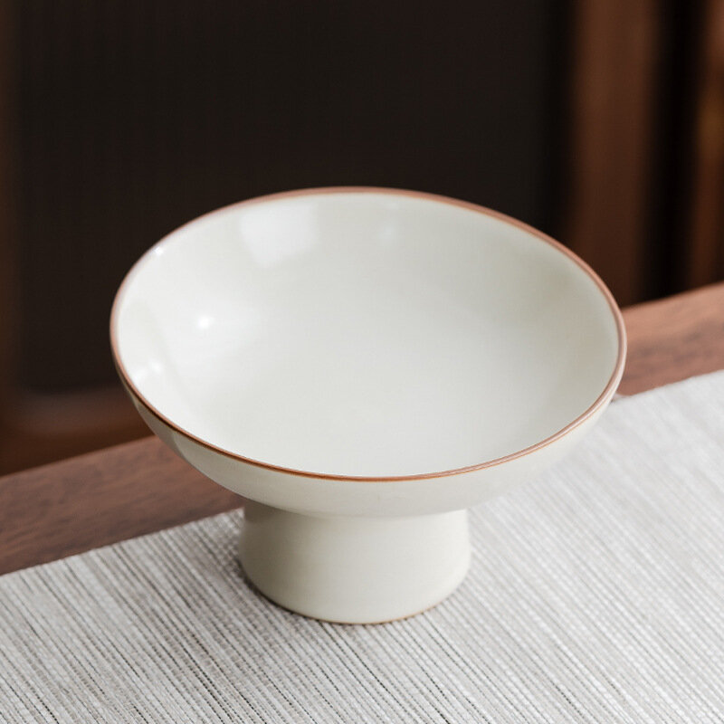 Керамическая тарелка для фруктов на высоких ножках Ru Kiln, китайская тарелка для чая, закусок, десертов, тарелка для торта на свадебном столе, тарелка для фруктов, закусочная тарелка