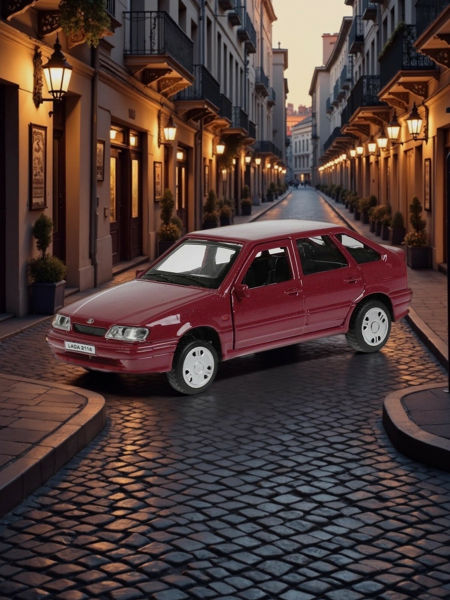 Машинка металлическая инерционная Технопарк LADA -2114 "SAMARA", 12 см, фиолетовая