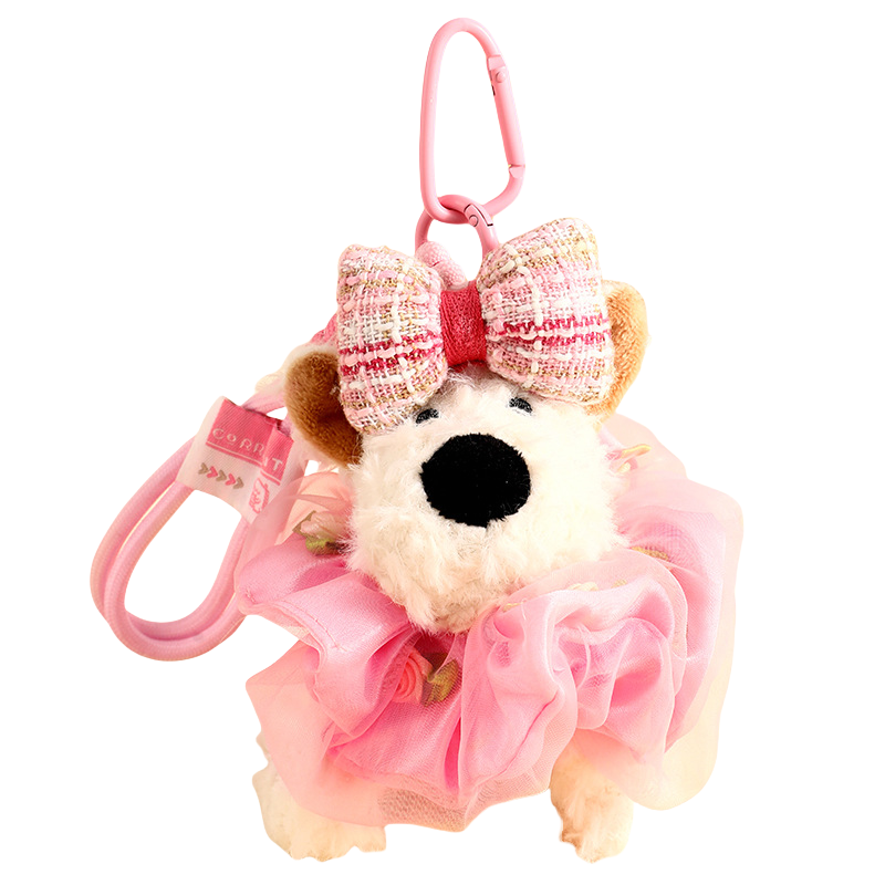 Плюшевый брелок унисекс AOAOXIONG West Highland, Plush Bowknot West Highland Pendant-Pink Yarn Skirt, 13.5 см