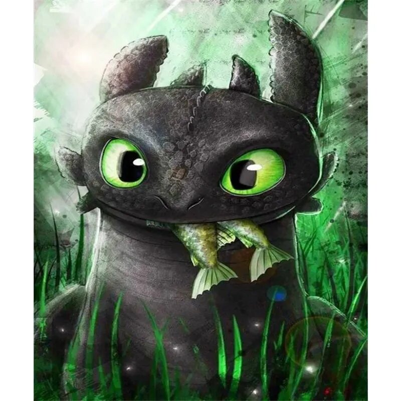 Алмазная Мозаика "Как Приручить Своего Дракона" 40х50 См Алмазная Вышивка / Картина Стразами Подарков / Украшения