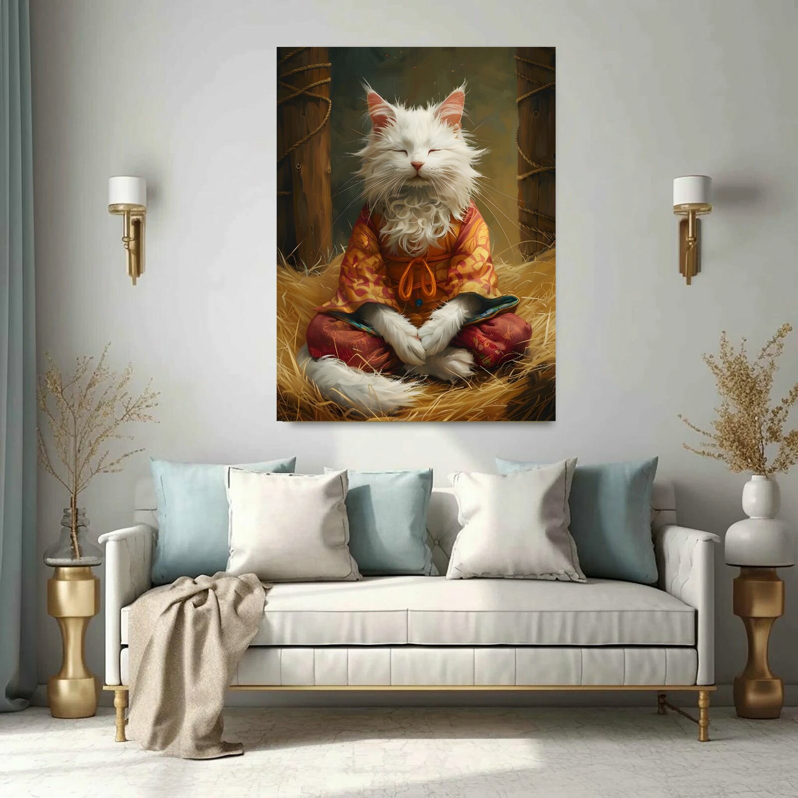 Картина на натуральном холсте , покрыта лаком 60*80 ,80*60 кот релакс