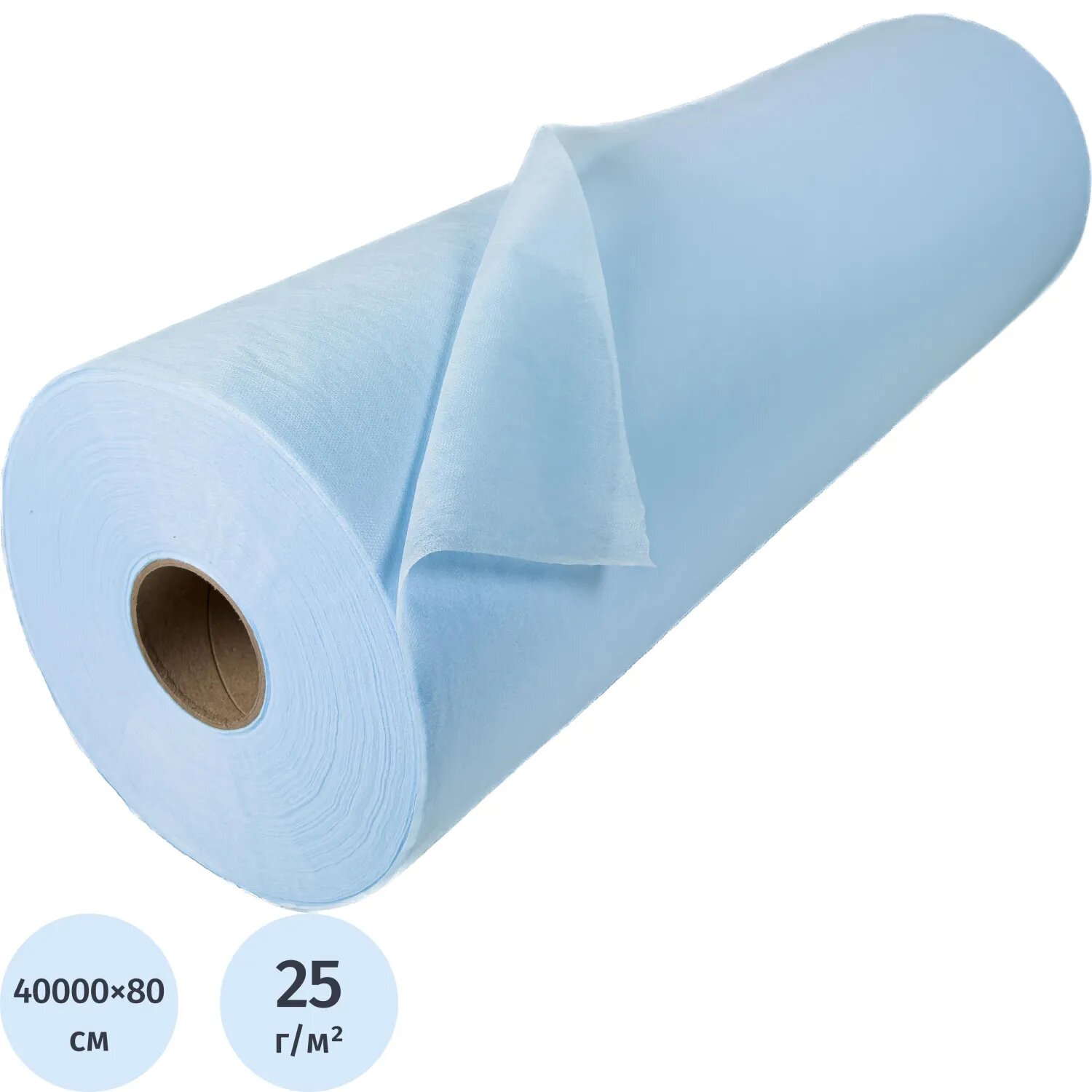 Простыня гигиен, н/с 80смх400м в рулоне пл.25, голубая Гекса