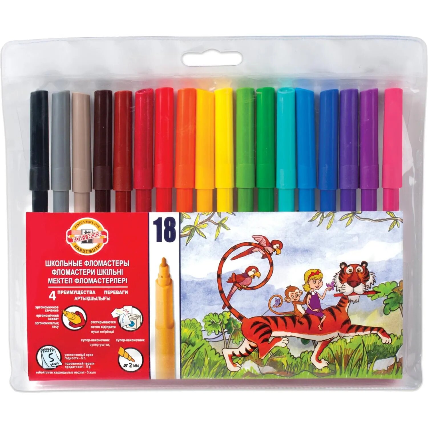 Фломастер ZOO 1002 18цв/наб смываемые вентилир. ПВХ с подв 771002AH04TERU