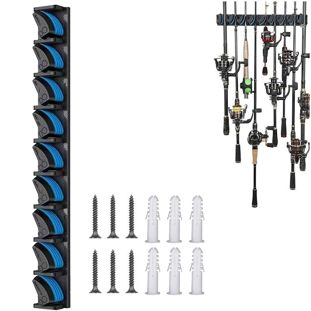 Многофункциональный держатель для рыбацких удилищ Loyal, настенный кронштейн для удилищ, настенный органайзер для удилищ, стенд для демонстрации рыбацких удилищ, органайзер для показа, материал C, размер 45*5.5*3 см, цвет черный синий, включает 1