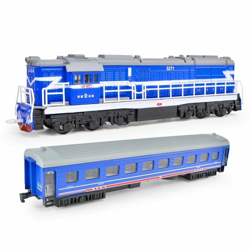 Модель локомотива с вагоном свет звук 1:72 модель поезда инерционная