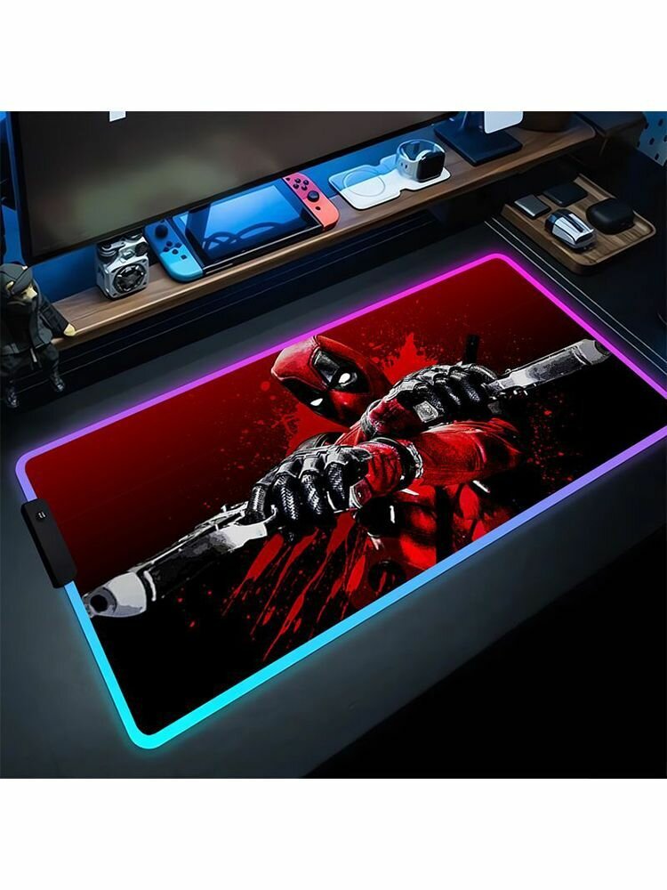 Deadpool Коврик для мышки, XXL, серый металлик, красный