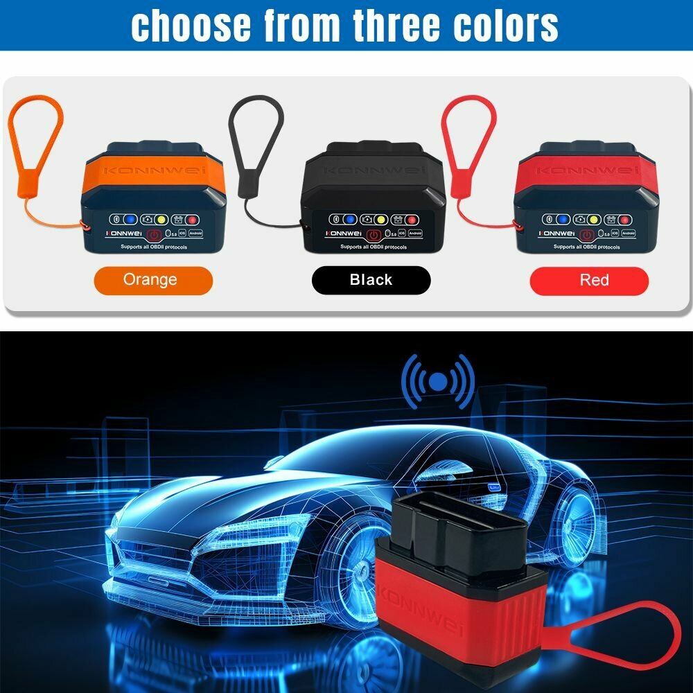 KONNWEI KW905 BT 5.0 OBD2 сканер (красный)