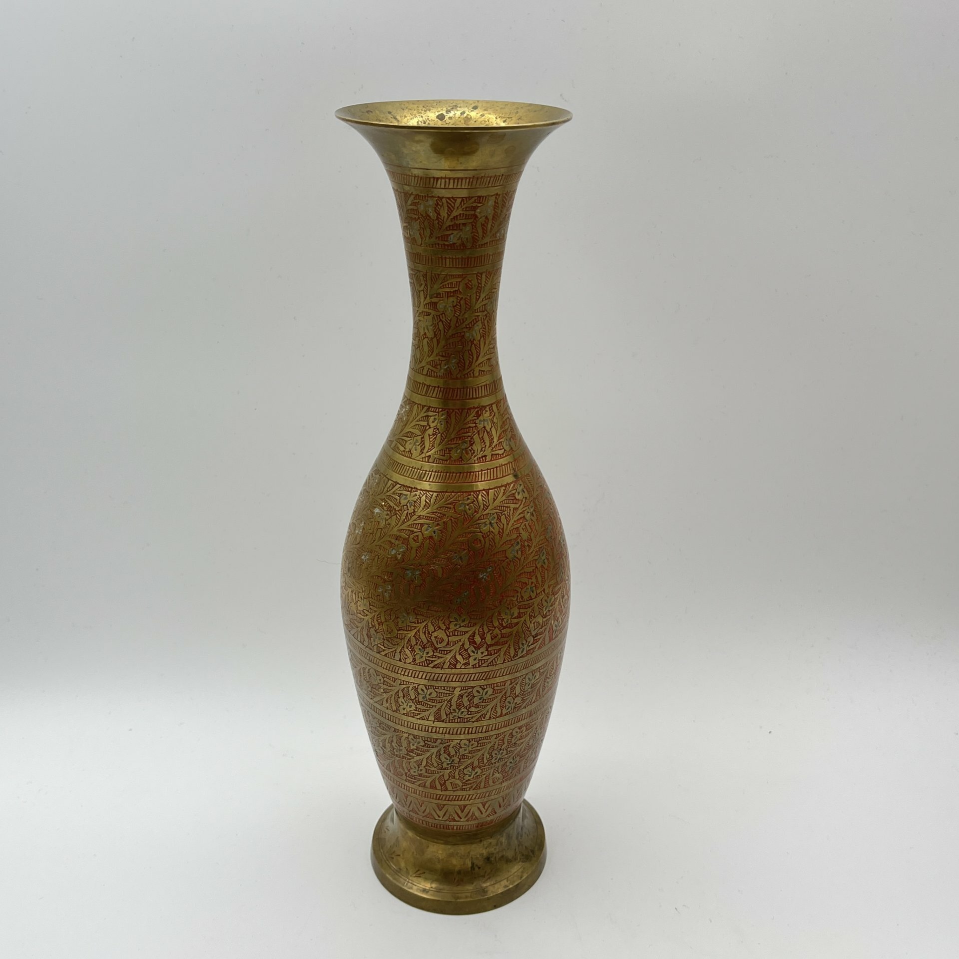 Ваза в восточном стиле с растительным декором, латунь, холодные эмали