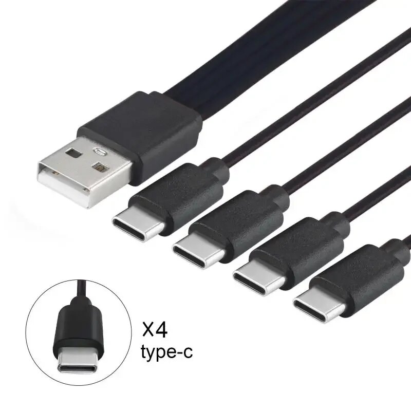 Короткий шнур 5 В USB A C на тип C Несколько зарядных кабелей 4 в 1 Кабель-разветвитель Micro USB 4-портовый кабель-разветвитель USB C PD