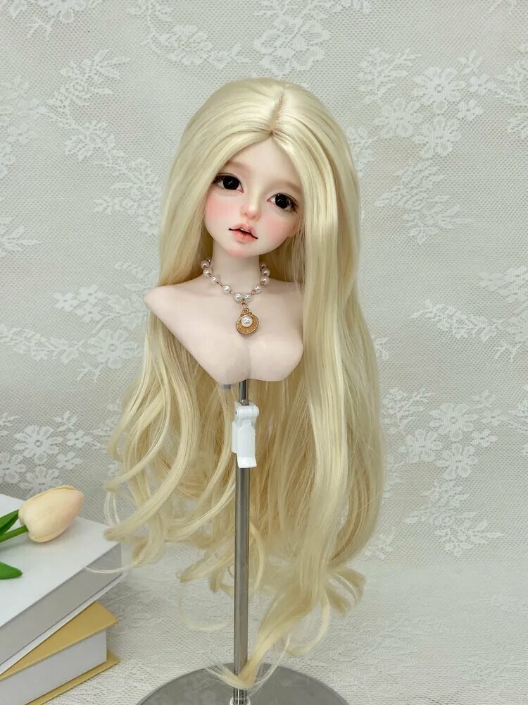 Кукольный парик, подходит для куклы BJD 1/6, размер головы 15.5-17.5 см, Молочный золотой