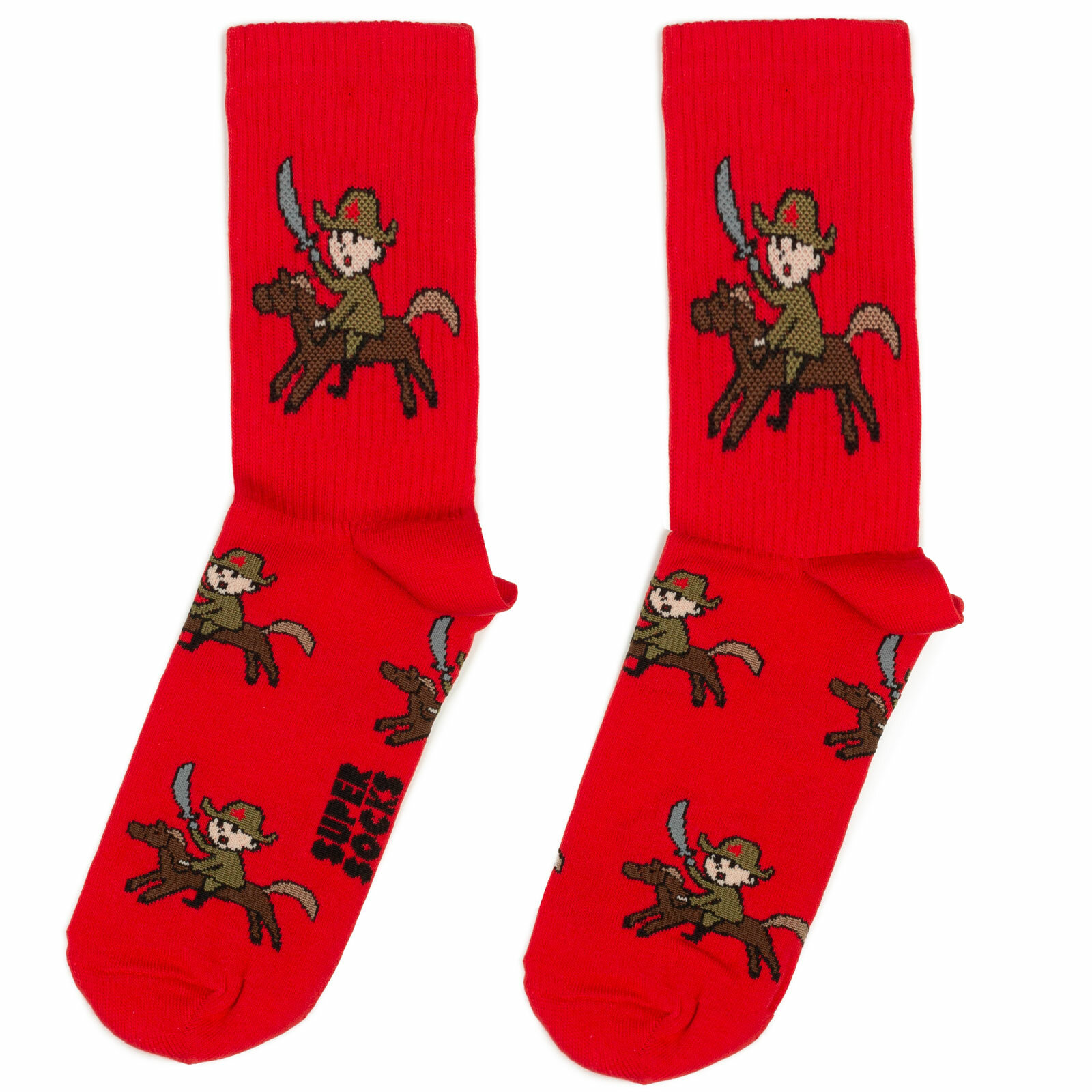 Носки Super socks Носки с рисунками Super Socks - Защитник, размер 35-40, коричневый, бежевый, красный — фото 1