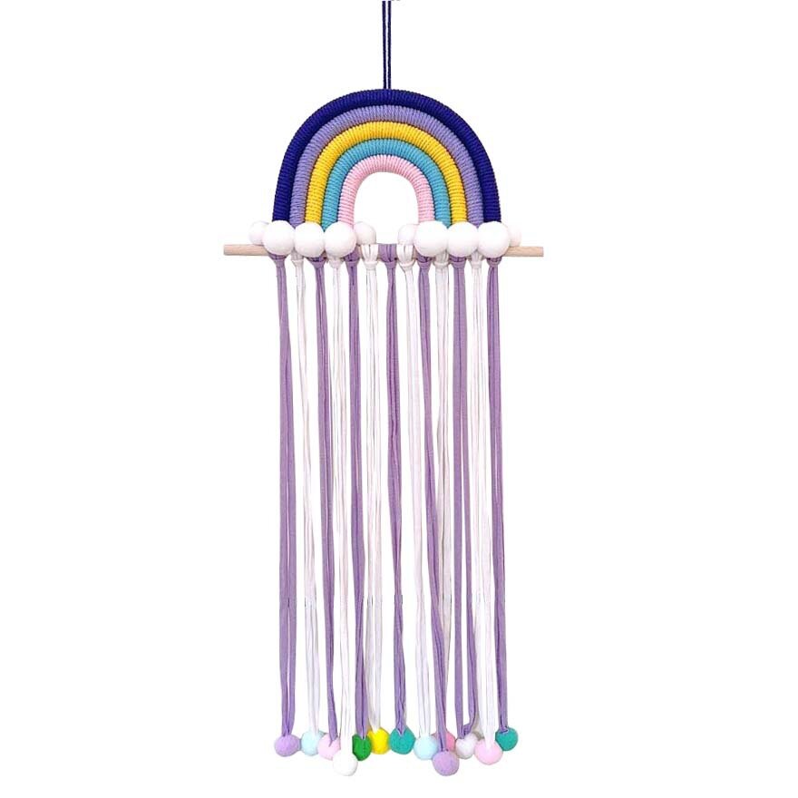 2026 Новейшие аксессуары для волос в скандинавском стиле с радужными кисточками, органайзер для заколок, плетеные украшения для детской комнаты, настенный декор