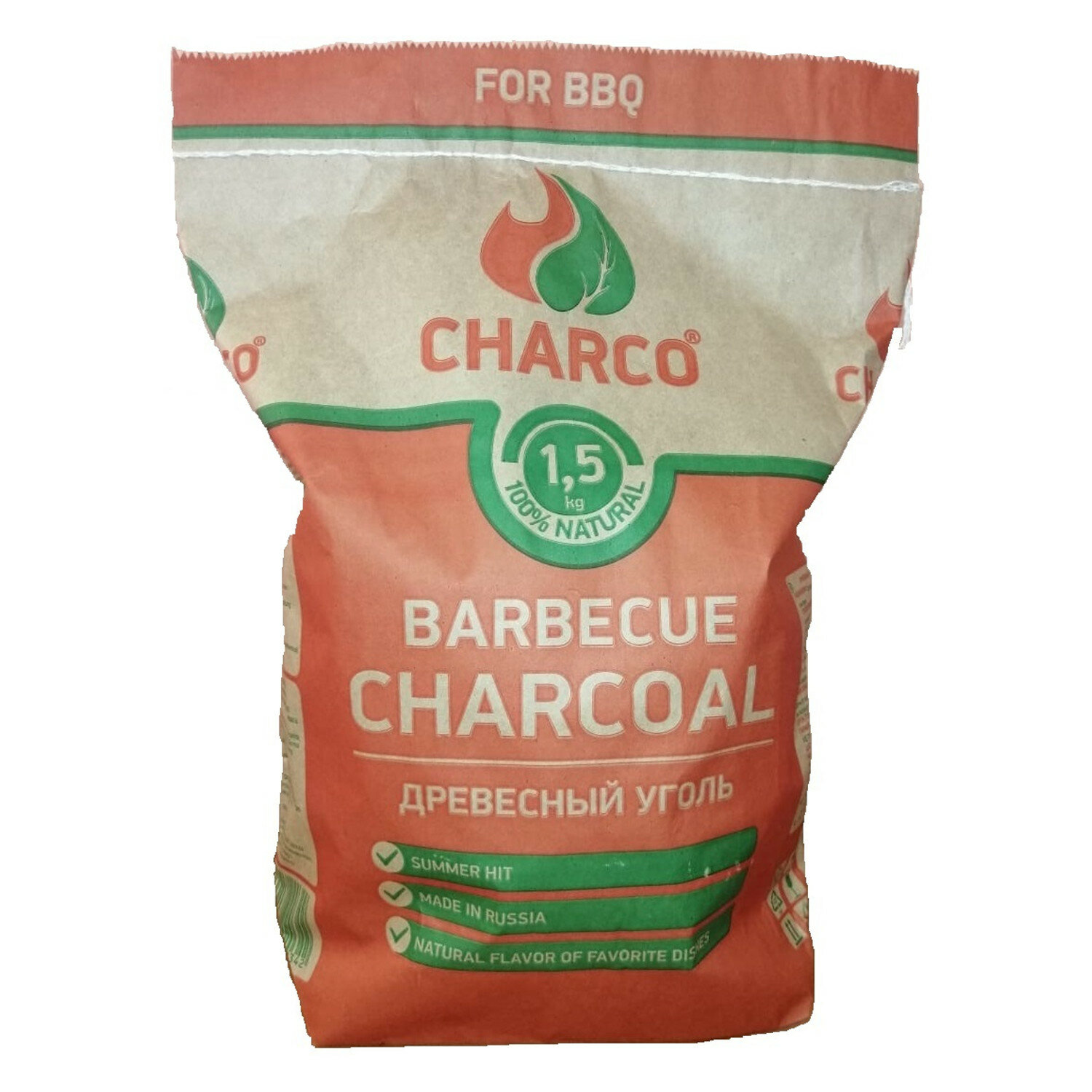 Уголь Charco древесный, березовый, для барбекю, равномерный нагрев, 1,5 кг