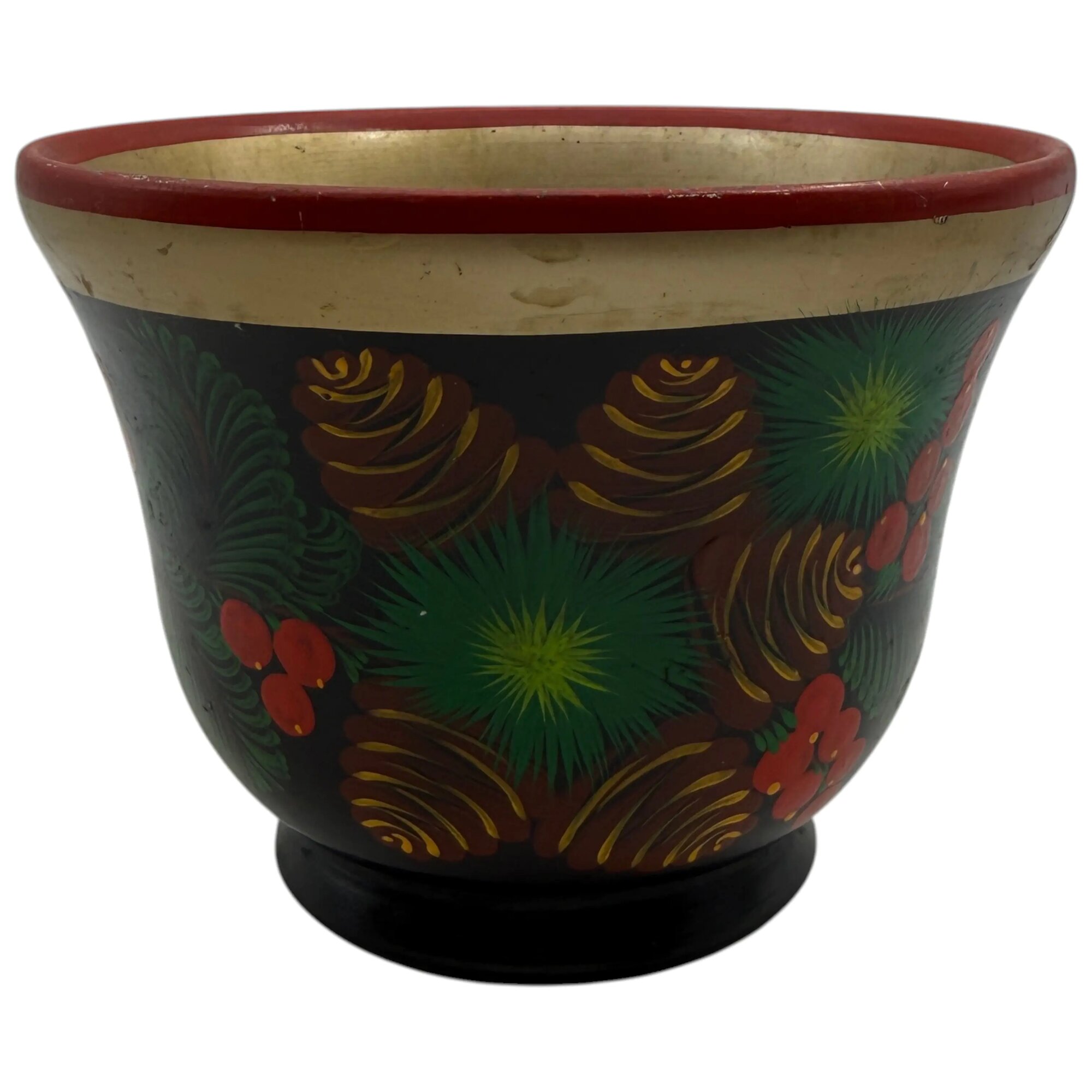 Хохломская роспись Поставок "Шишки", 11 см, дерево, роспись, лак, 1970-1980 гг, Семенов, СССР