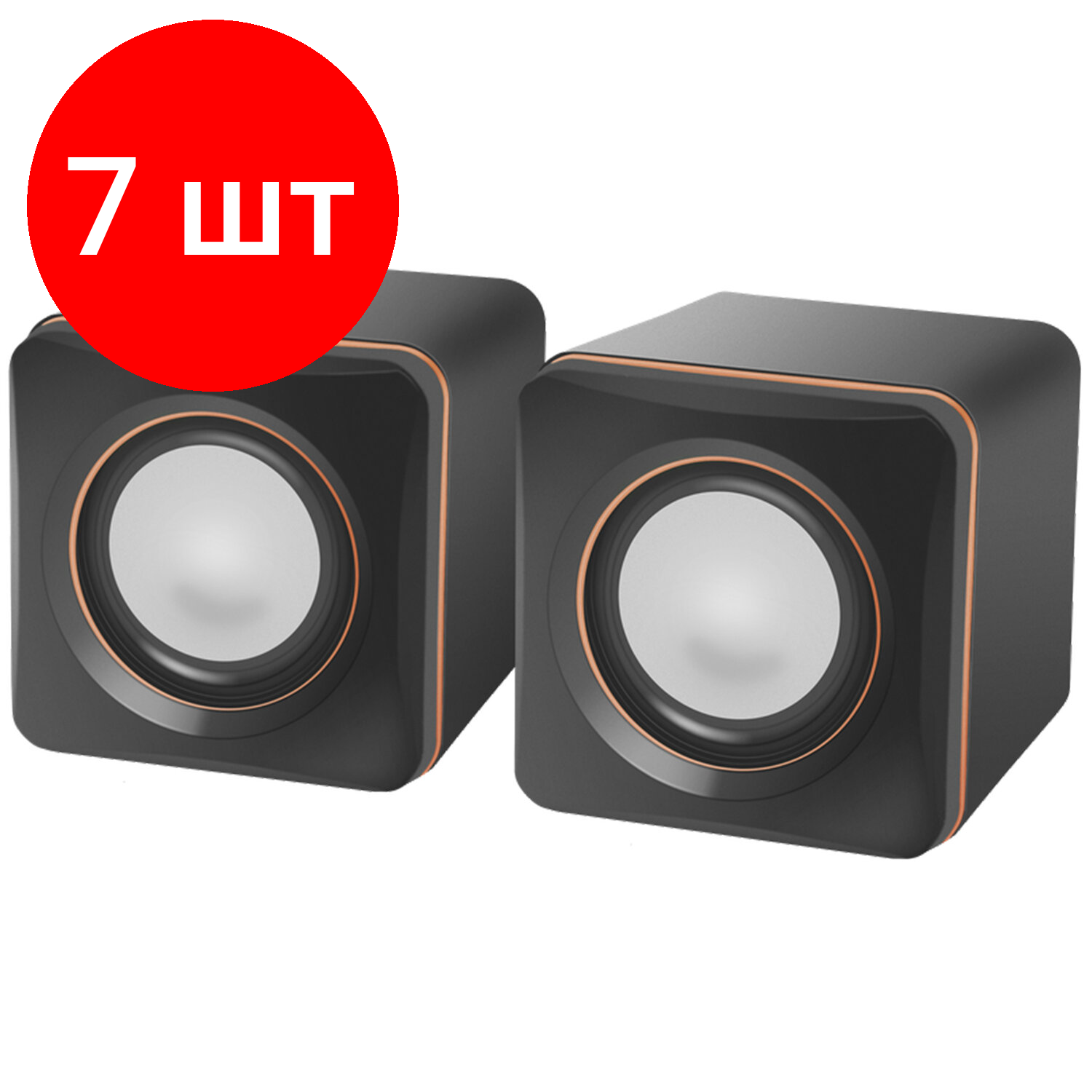 Комплект 7 шт, Колонки компьютерные DEFENDER SPK-33, 2.0, 5 Вт, 3.5 мм джек, пластик, черные, 65633
