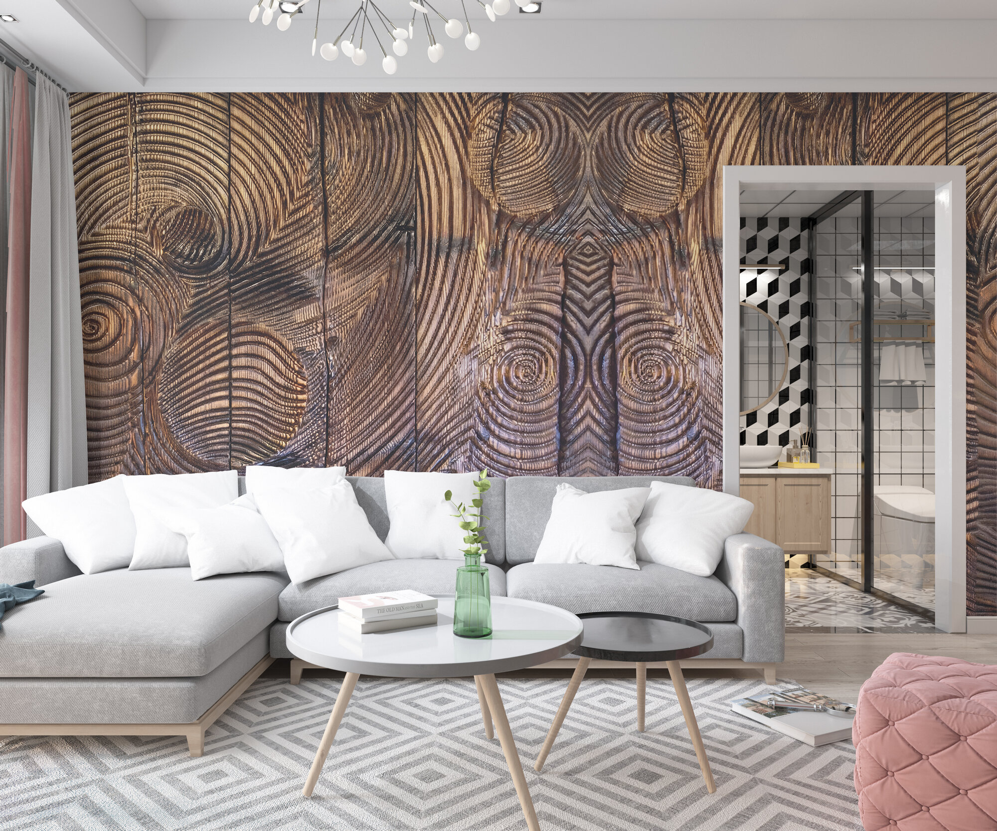 Гибкий мрамор Marmory "Пино", 3D, 142x285см, бесшовный, морозостойкий, матовый