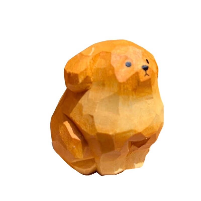 Golden Retrievers Wood Carved Miniature Decors Ornament for Desktop and Book Shelf Display Animal Statue Figurine Toy