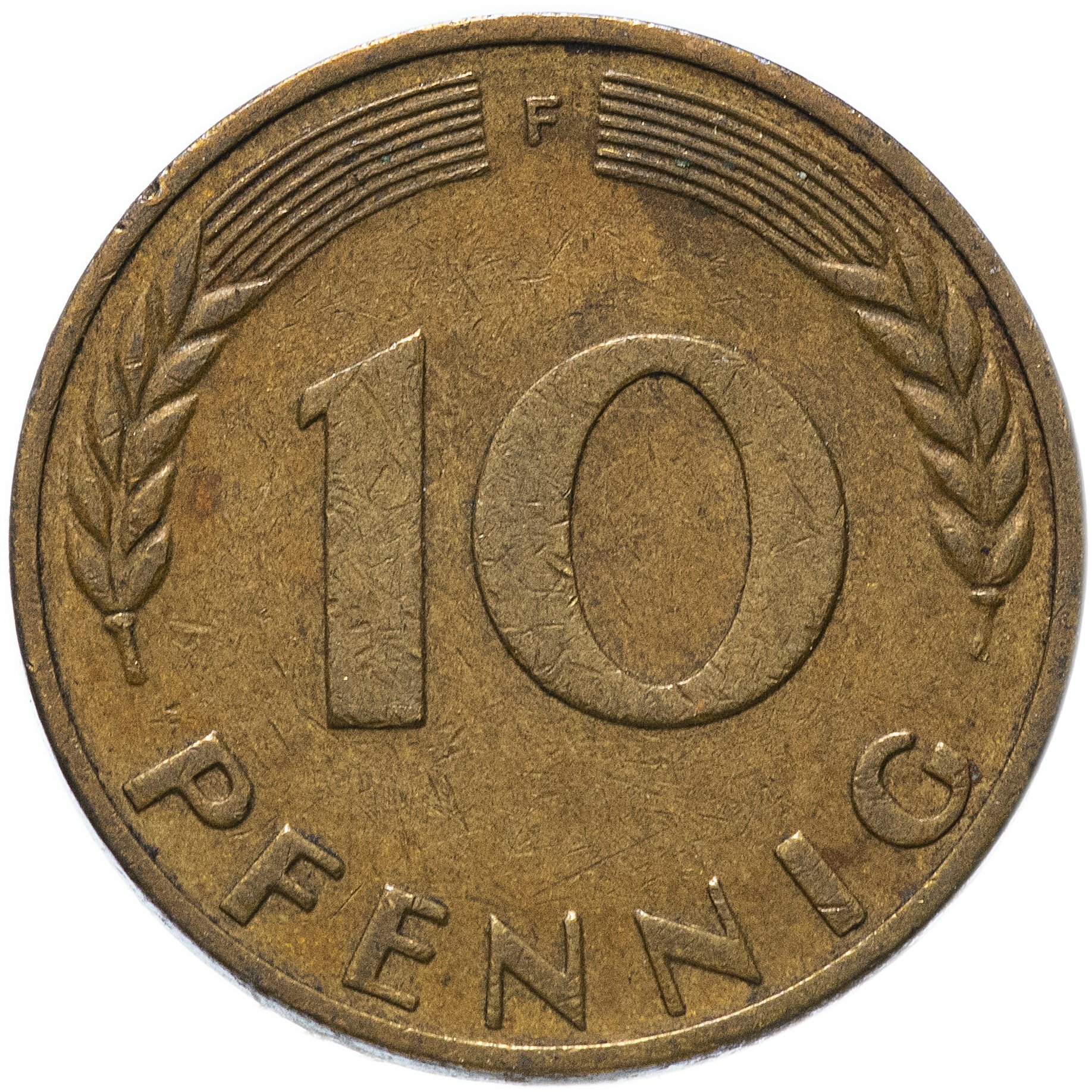 Германия 10 пфеннигов pfennig 1950-2001, Сталь, в сохранности VF