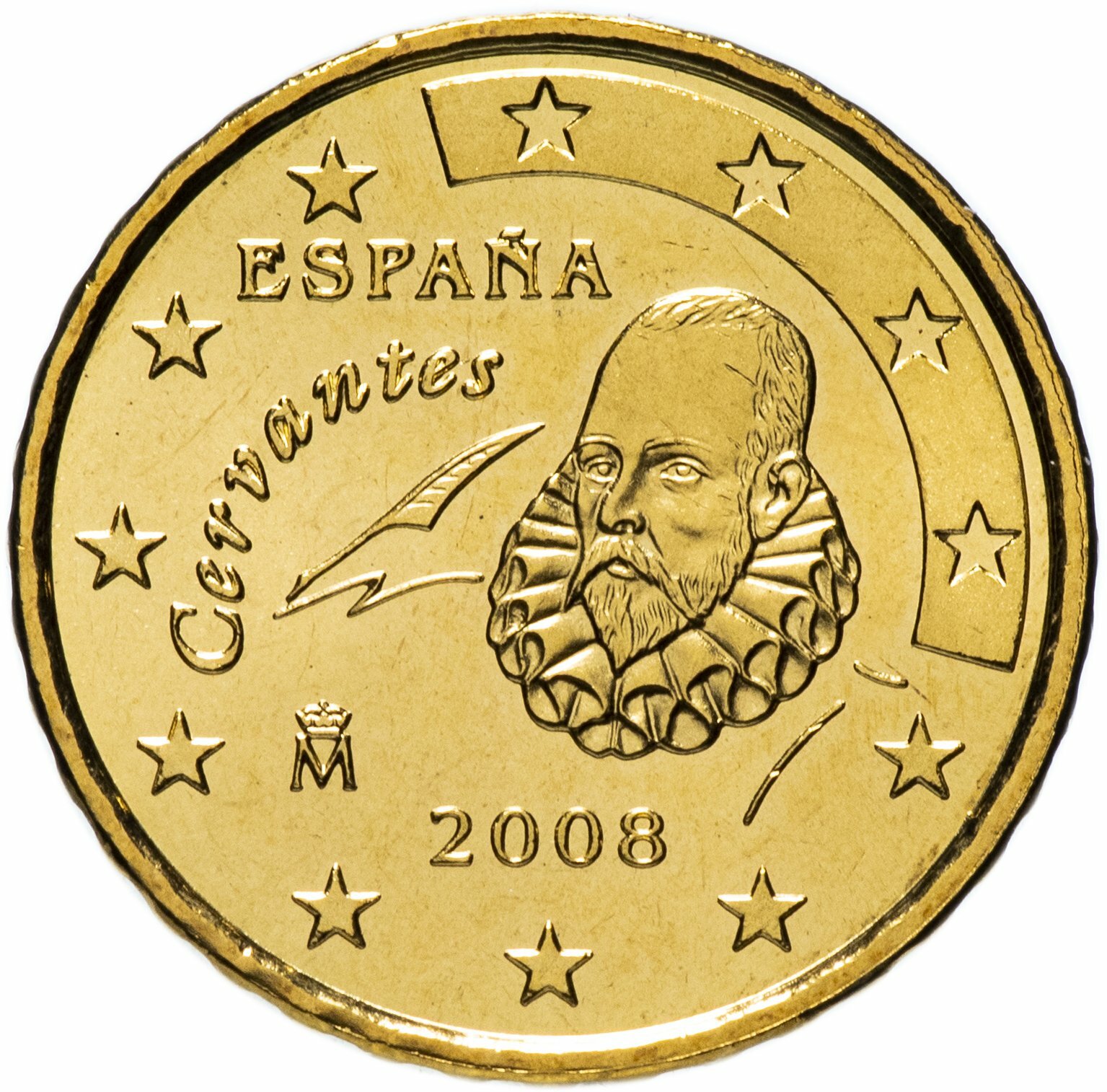 Испания 10 евроцентов cents 2008, Латунь, в сохранности UNC