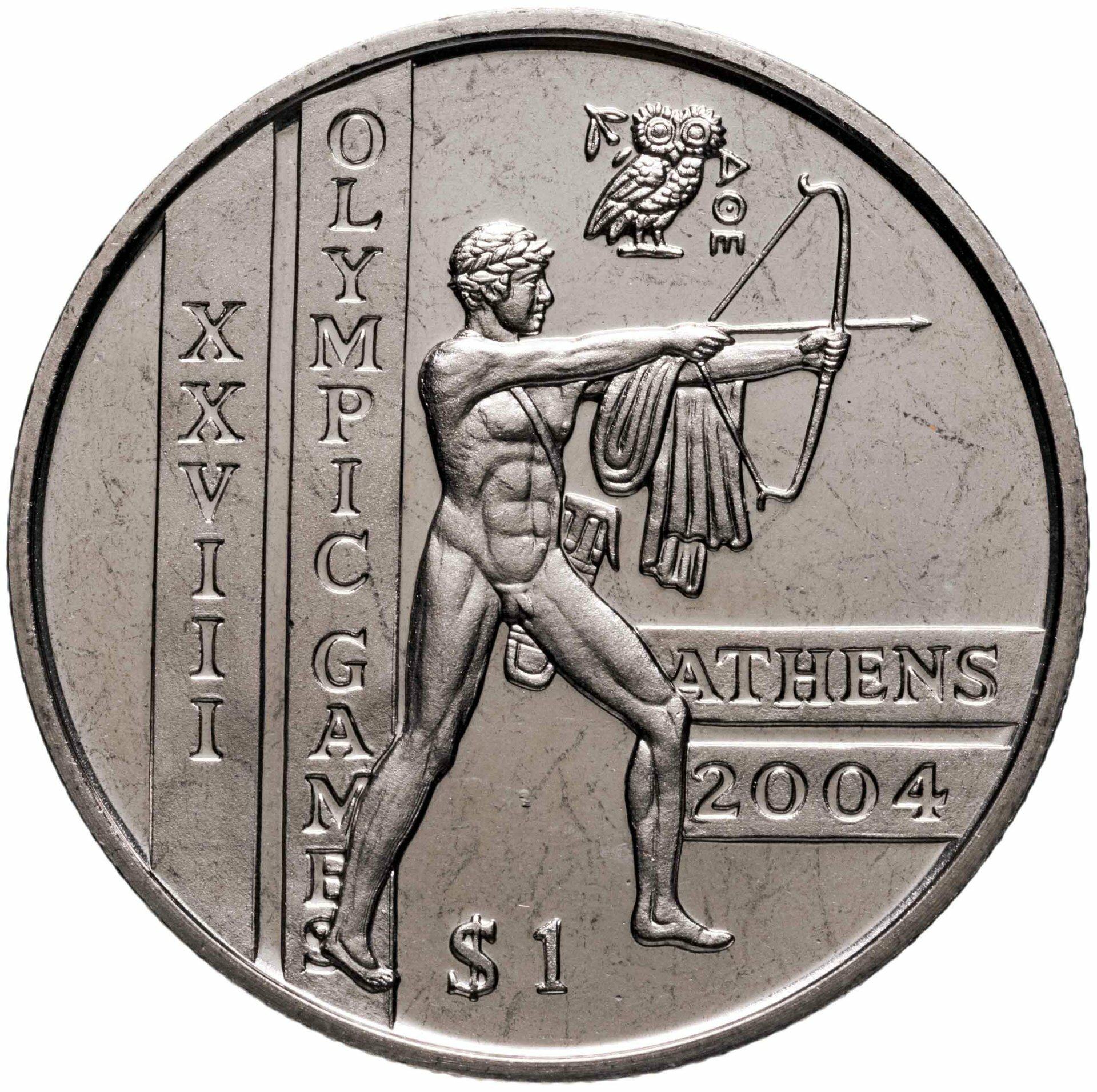 Сьерра-Леоне 1 доллар dollar 2003 "XXVIII летние Олимпийские Игры, Афины 2004 - Стрельба из лука", Мельхиор медь-никель, в сохранности UNC