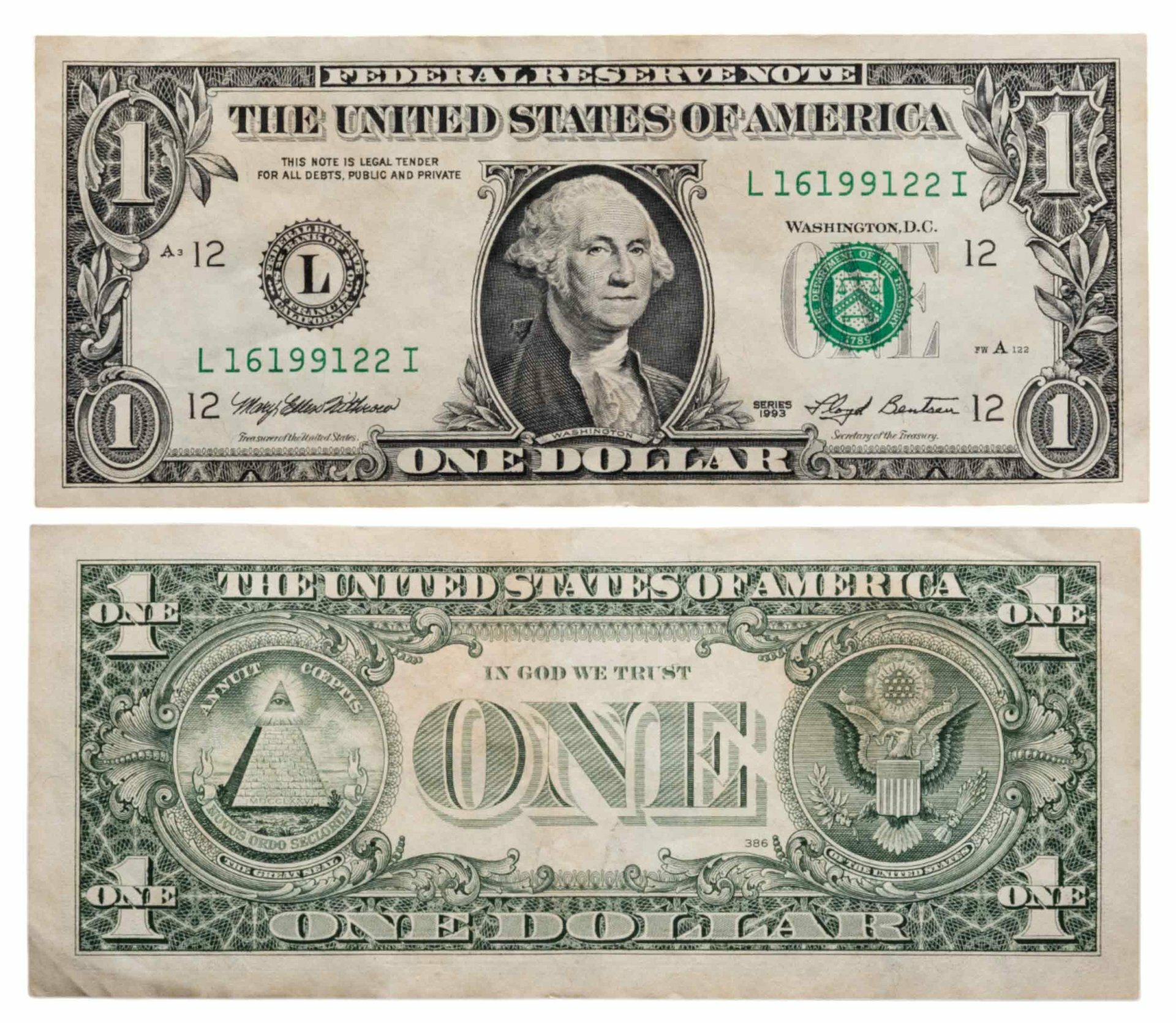 США 1 доллар 1993 год Pick 490а L-Сан Франциско