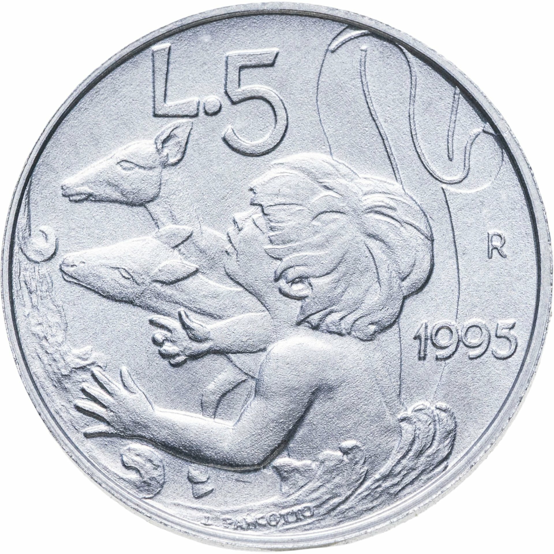 Сан-Марино 5 лир 1995, Алюминий, в сохранности UNC