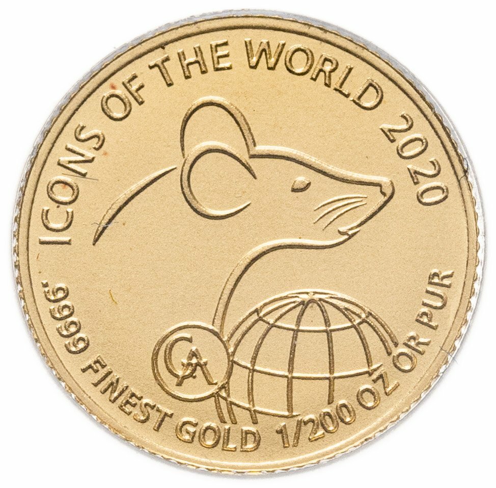 Руанда 10 франков 2020 Год крысы, Золото, в сохранности UNC